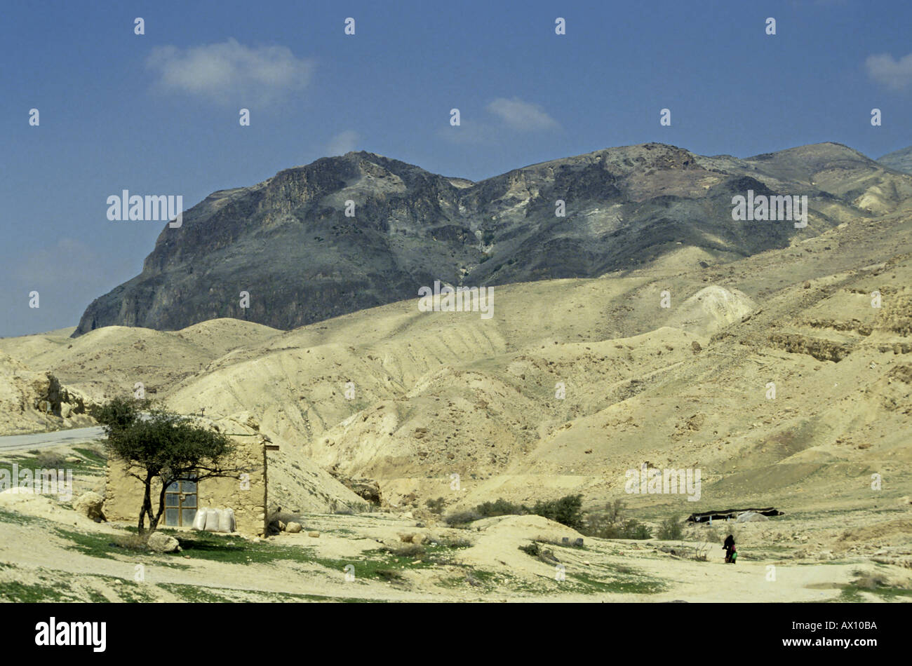 Desert scene with Bedouin tents in the distance between Tafila and ...