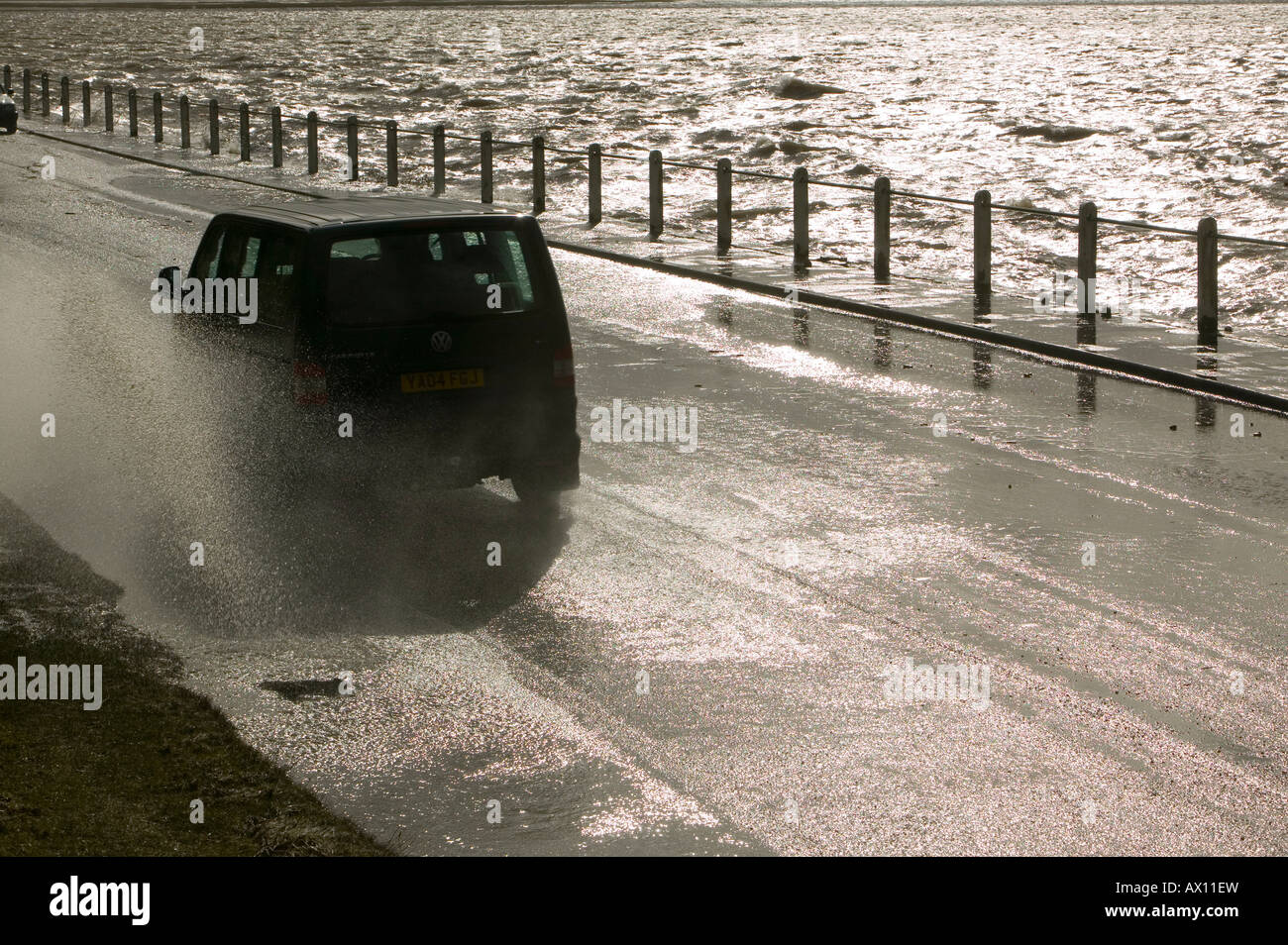 Flooding at Sandside near Arnside UK caused by high spring tides and ...