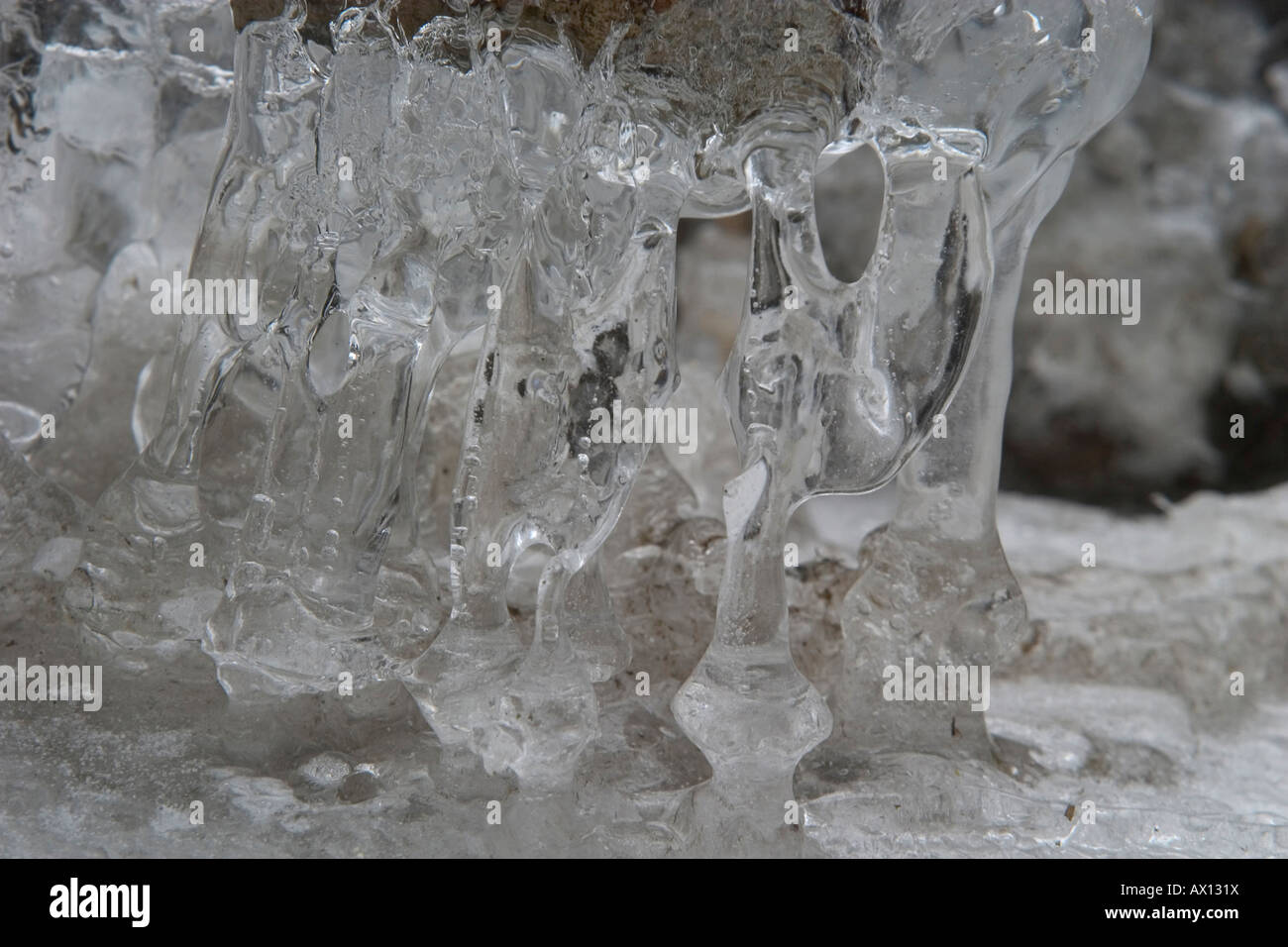 Ice formations and structures at a brook Stock Photo - Alamy