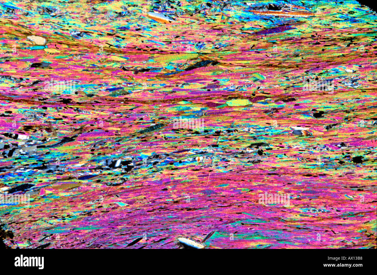 Rock Mica Schist with Garnets thin section showing minerals through ...