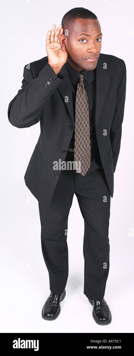 Man cupping ear hi-res stock photography and images - Alamy