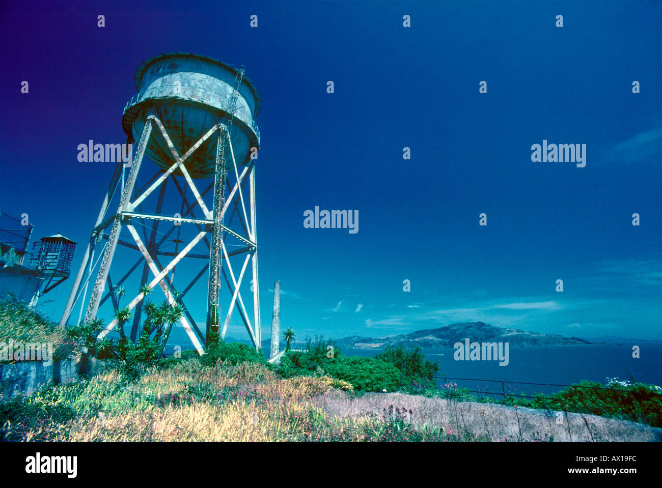 The water tower Alcatraz prison San Francisco Stock Photo - Alamy