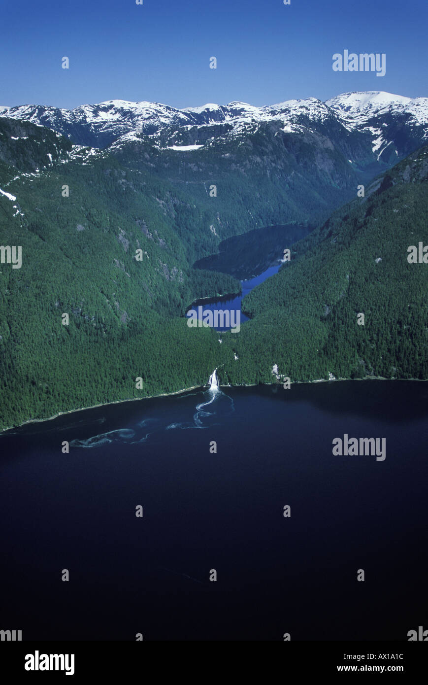 Aerial of kynoch inlet and waterfall hi-res stock photography and ...