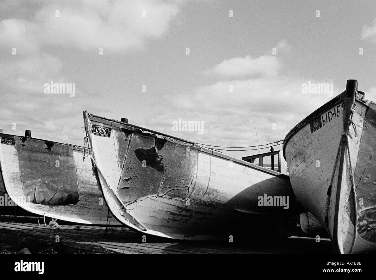 Motor boat on pier Black and White Stock Photos & Images - Alamy