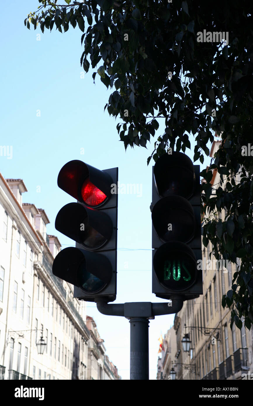 A red stoplight and a green stoplight, Rossio, Lisbon, Portugal Stock ...