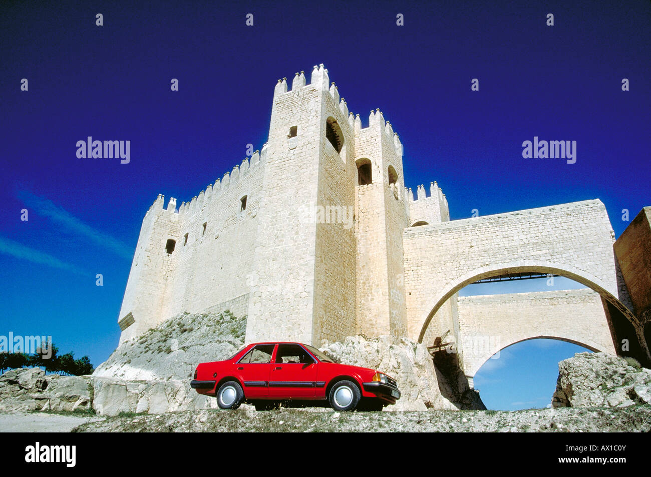 car in front of castle in Spain Stock Photo - Alamy