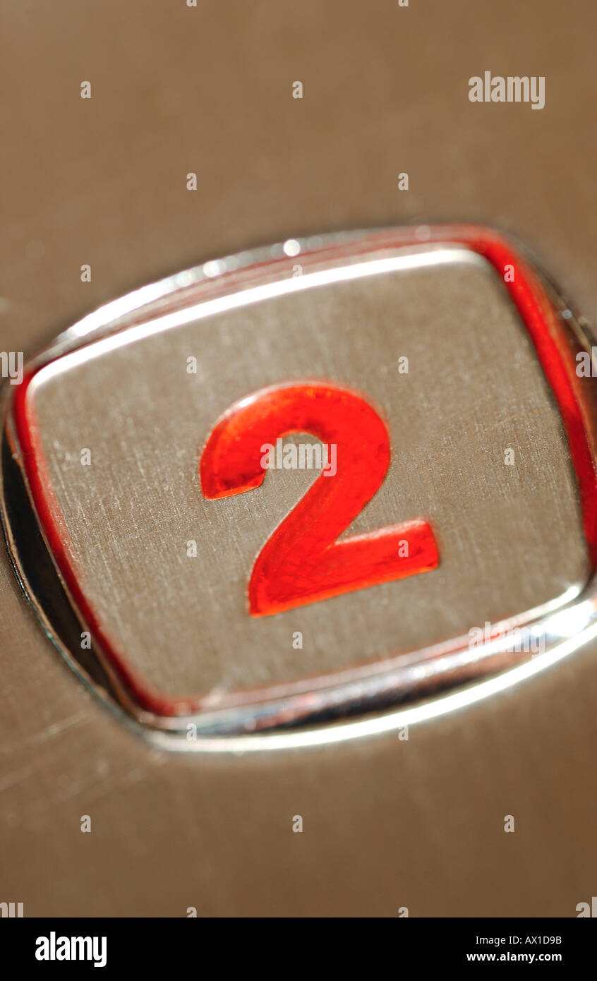 Number two on elevator button Stock Photo - Alamy