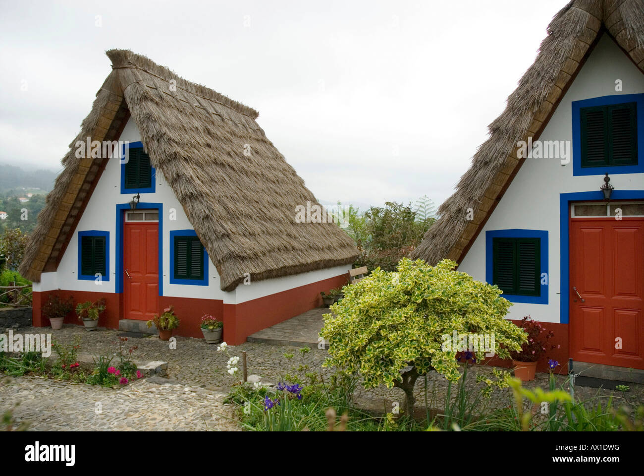 Thatched roofs in Santana, Madeira, Portugal, Europe Stock Photo - Alamy