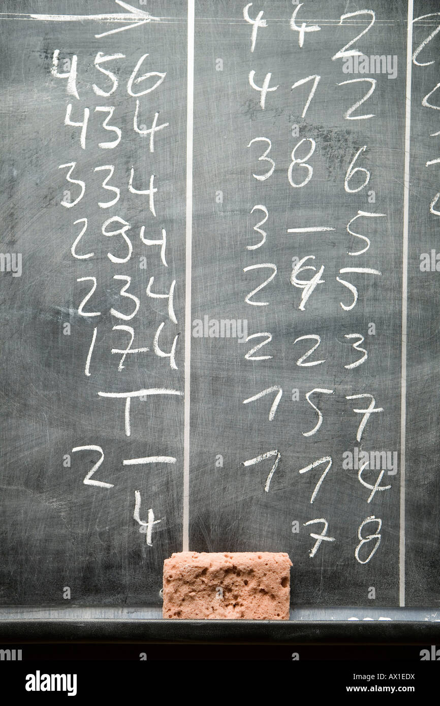 Numbers written on a blackboard Stock Photo - Alamy
