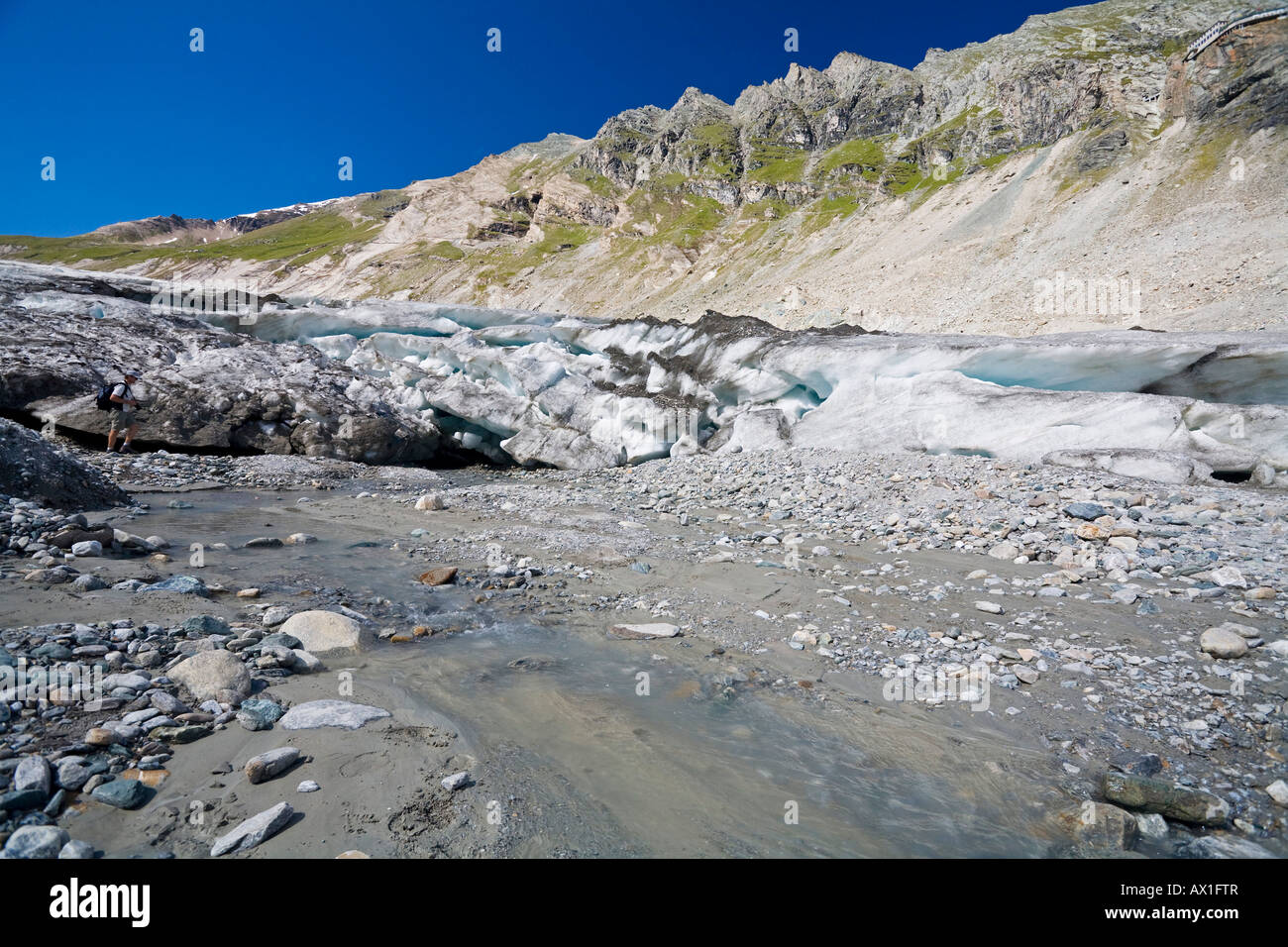 Subglacial stream, englacial streamon from the glacier Pasterze between ...