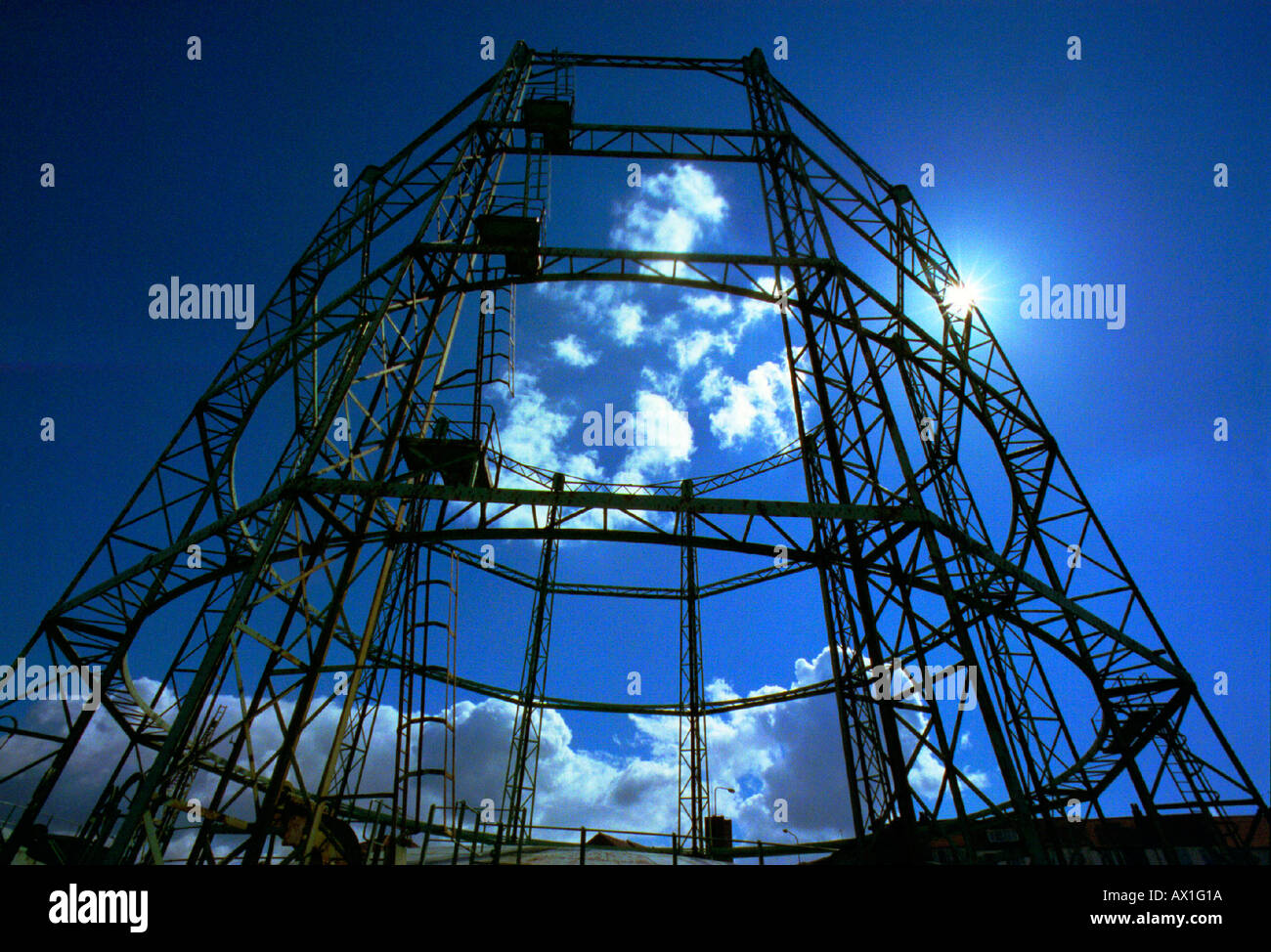 Victorian gasometer or gas holder once used to store gas for public ...