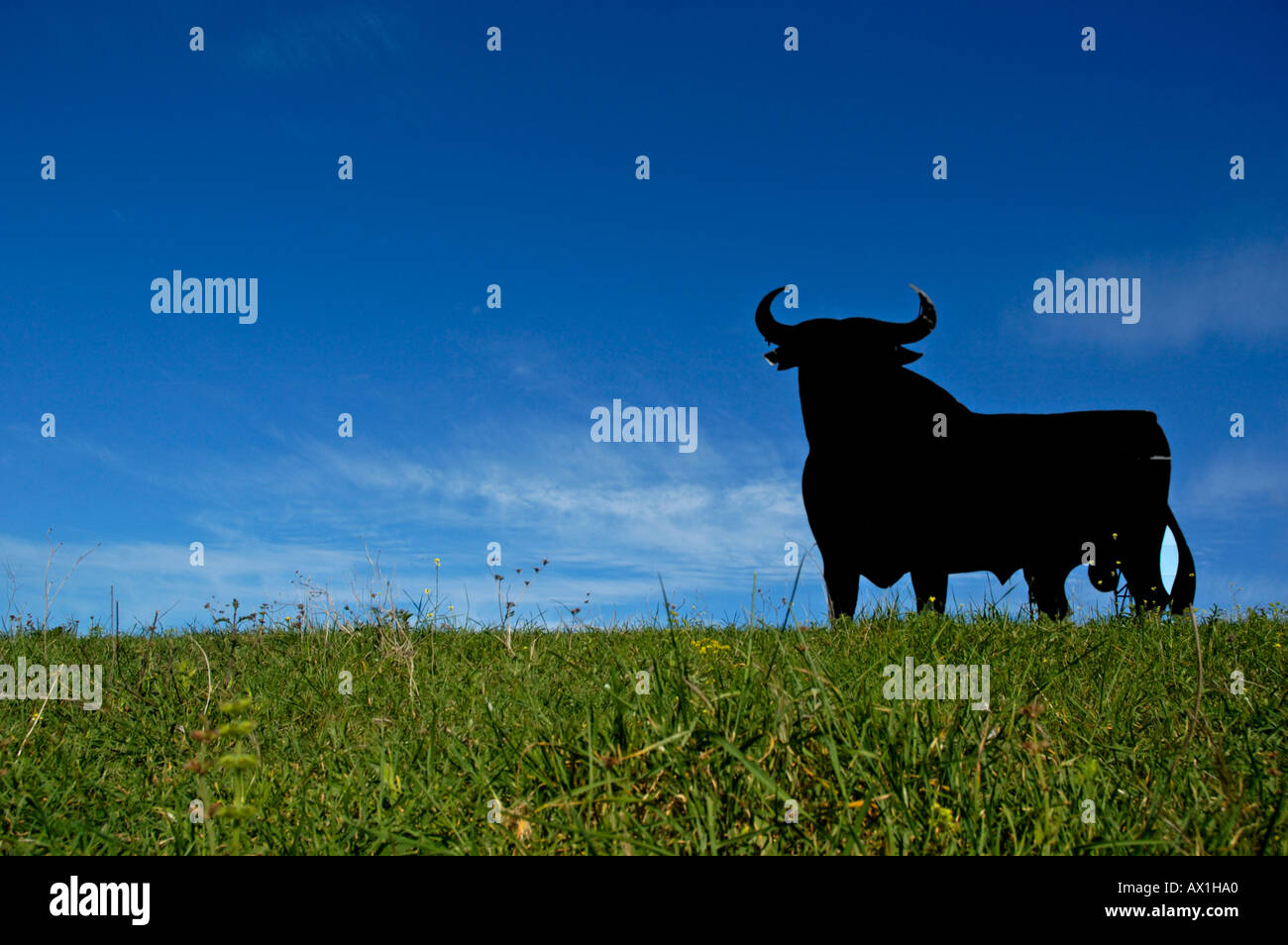 The black shape of an Osborne bull - the unofficial symbol of Spain ...