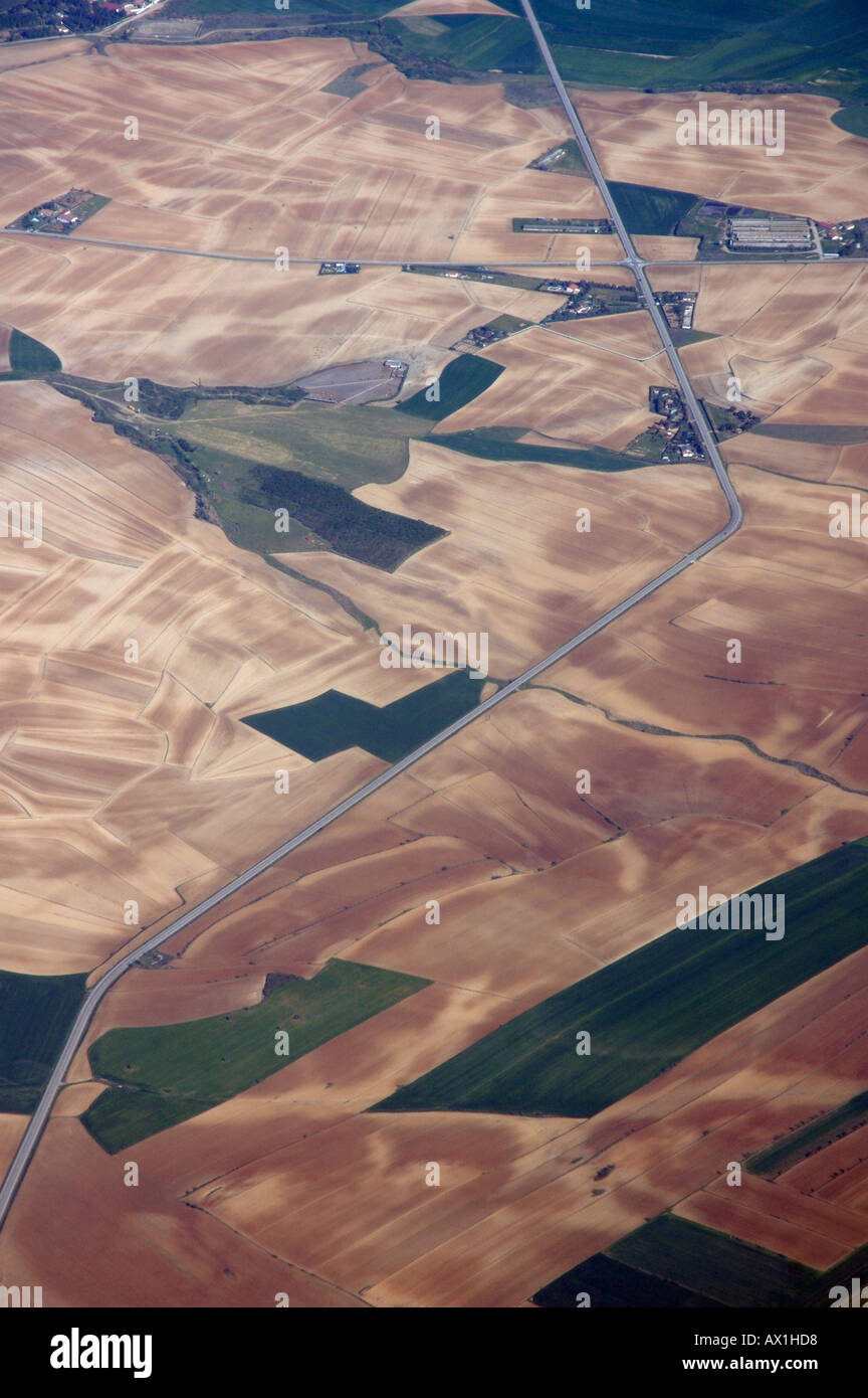 Spain andalusia aerial view of a countryside road in the middle of ...