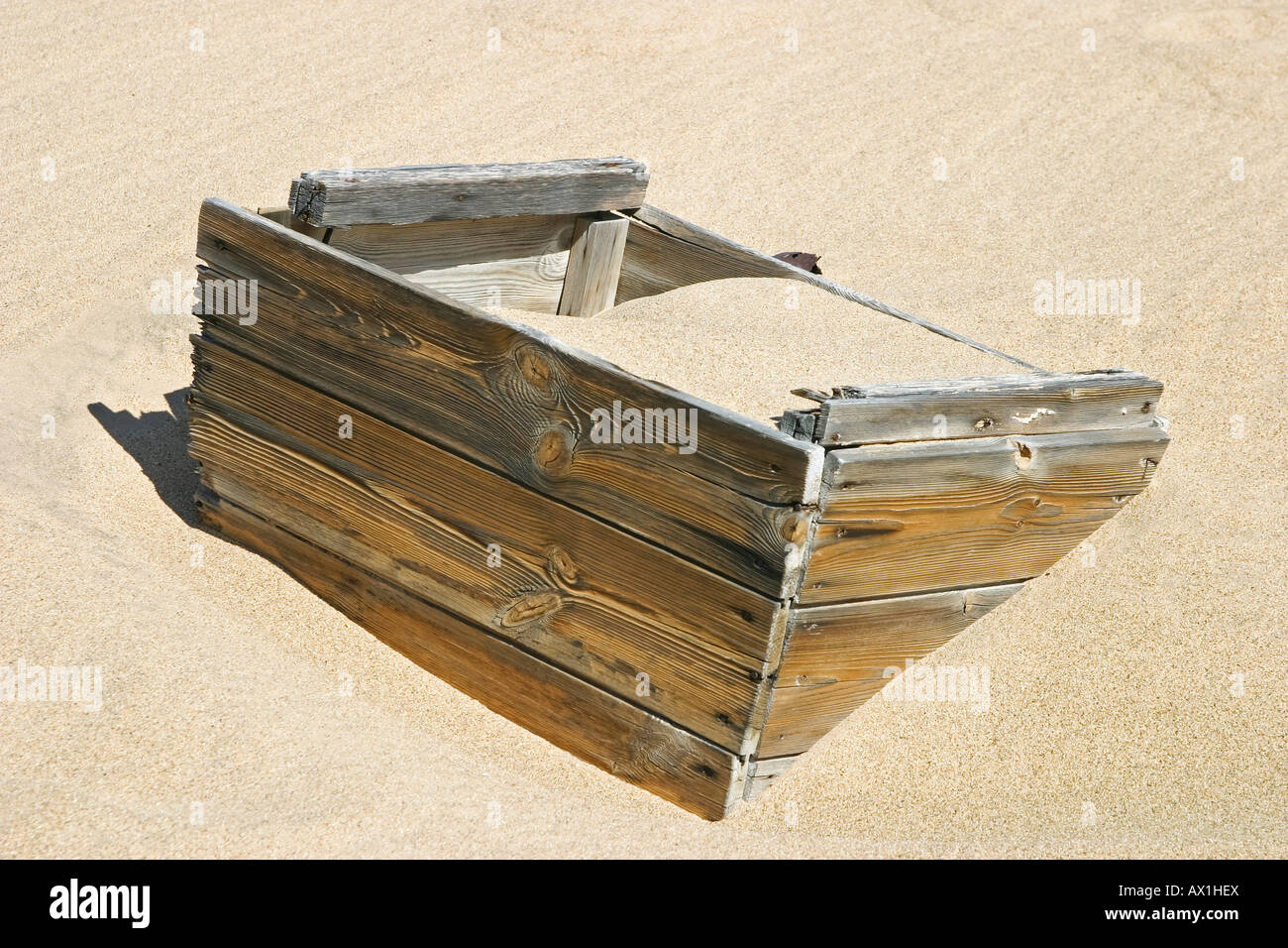 In sand sunken wooden box in the former diamondtown (ghosttown ...