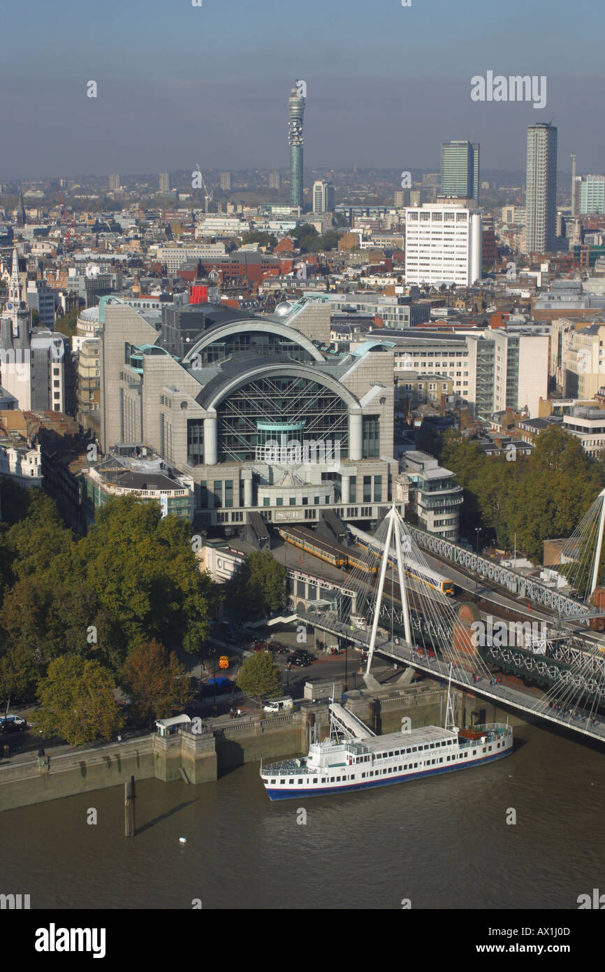 London Charing Cross railway station and River Thames Stock Photo - Alamy