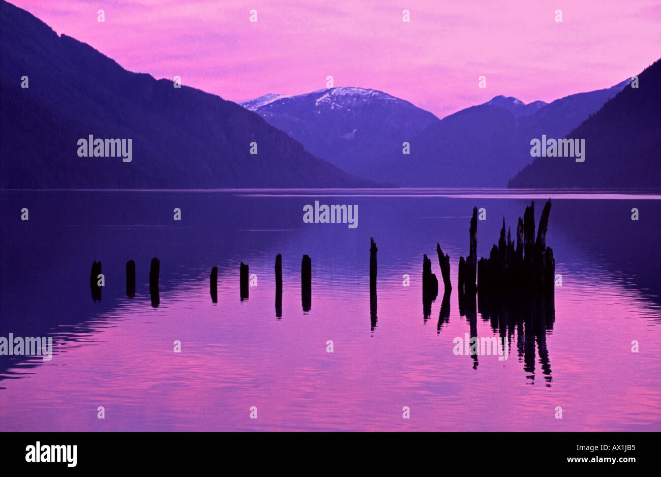 Portland Inlet at sunset Inside passage Hyder Alaska USA Stock Photo ...