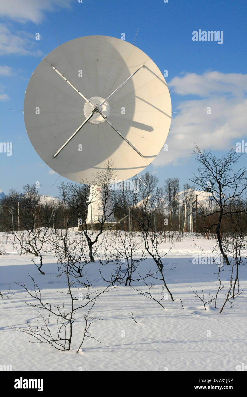 satellite dish tromso arctic circle norway troms Stock Photo - Alamy
