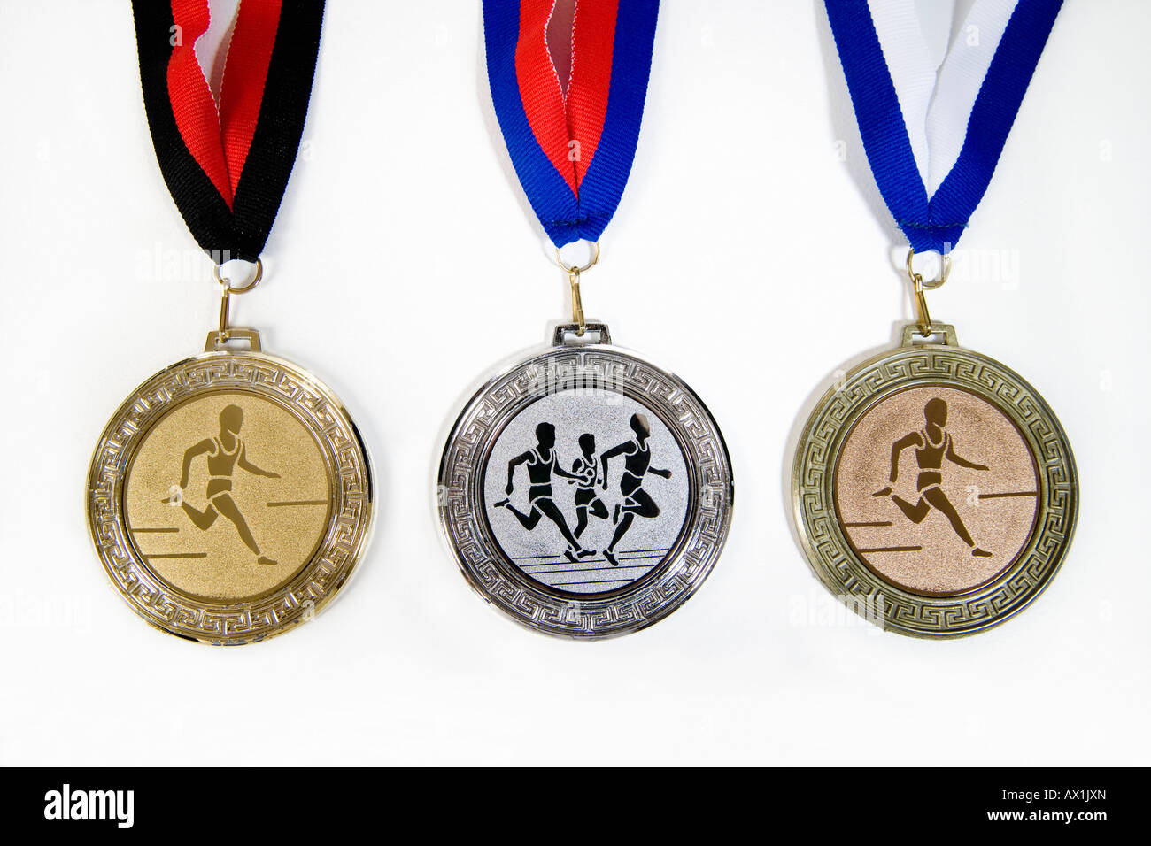 Studio shot of a gold medal, silver medal and a bronze medal Stock ...