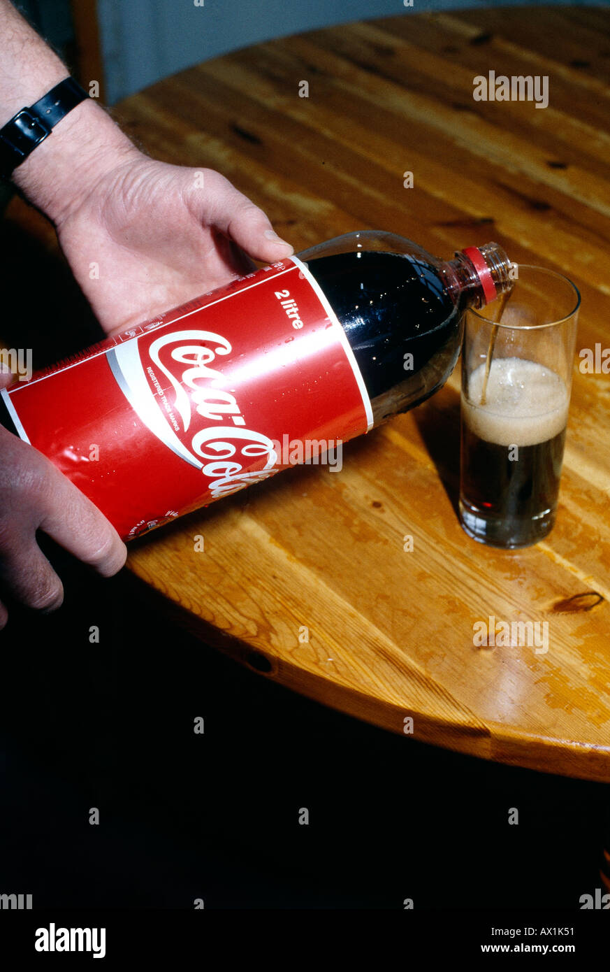 Coca Cola Being Poured From Bottle Into A Glass Stock Photo - Alamy