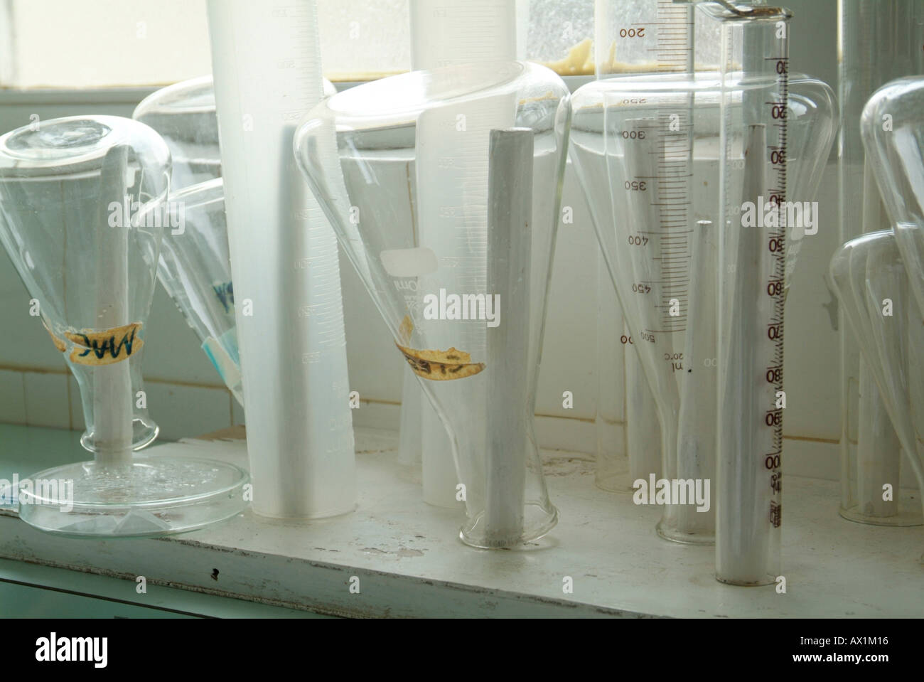 Lab measuring flasks Stock Photo - Alamy