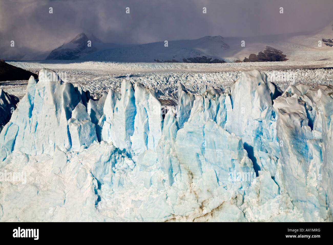 Ice at the glacier Perito Moreno, National Park Los Glaciares ...