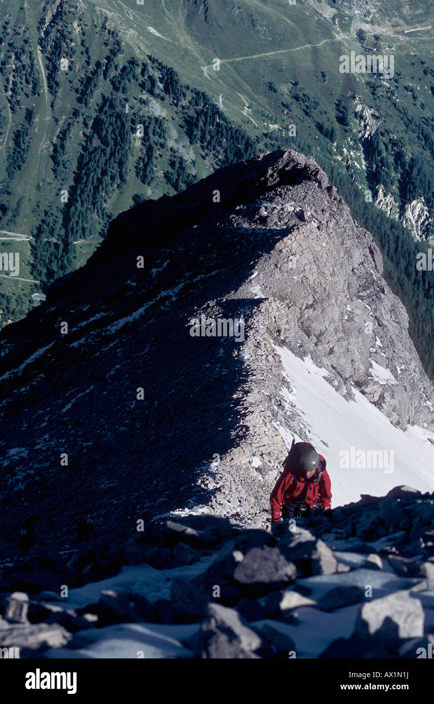 Climbing up the Ortler, Stilfserjoch National Park, Alps, Italy Stock ...