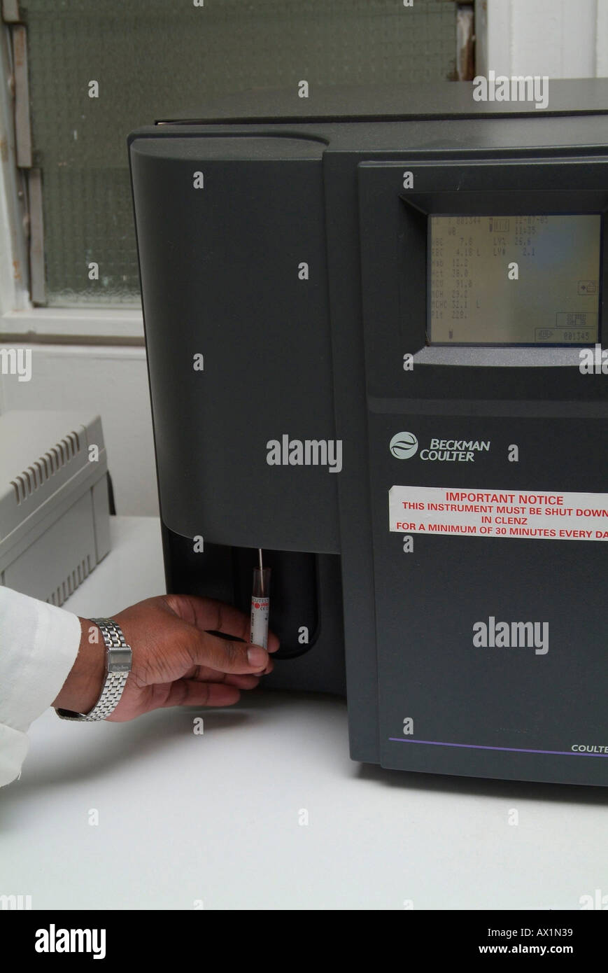 Blood Sampling from an analyser Stock Photo - Alamy