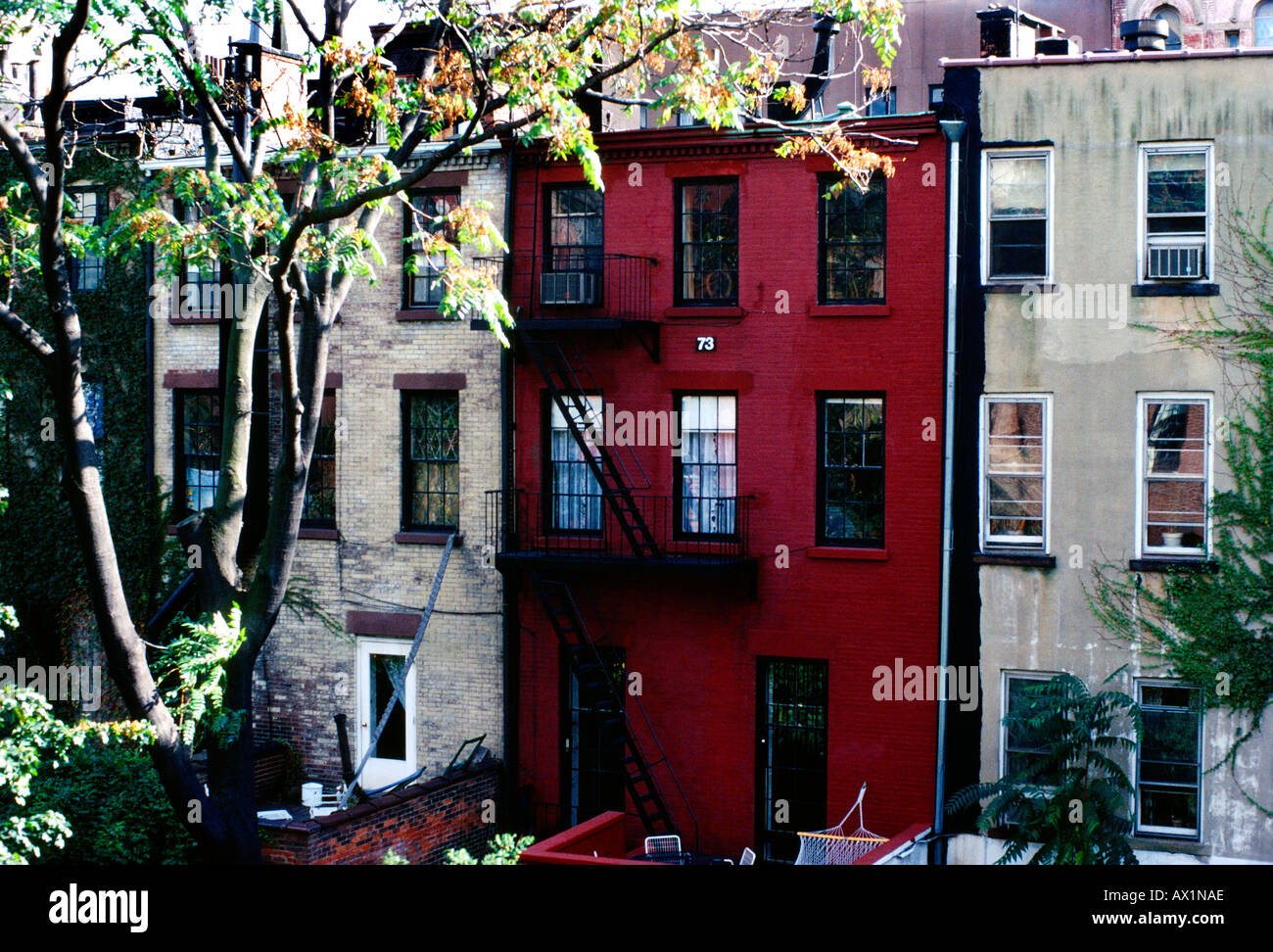 New York Usa Greenwich Village Red Brick Apartment Block Stock Photo ...