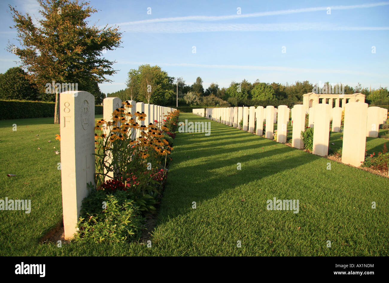 British graves at the Commonwealth Cemetery at Bayeux, Normandy, France ...