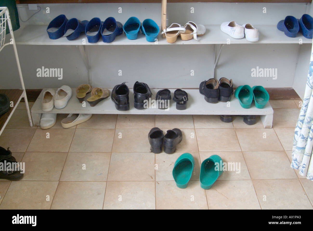 Shoe rack for Surgery staff Stock Photo - Alamy