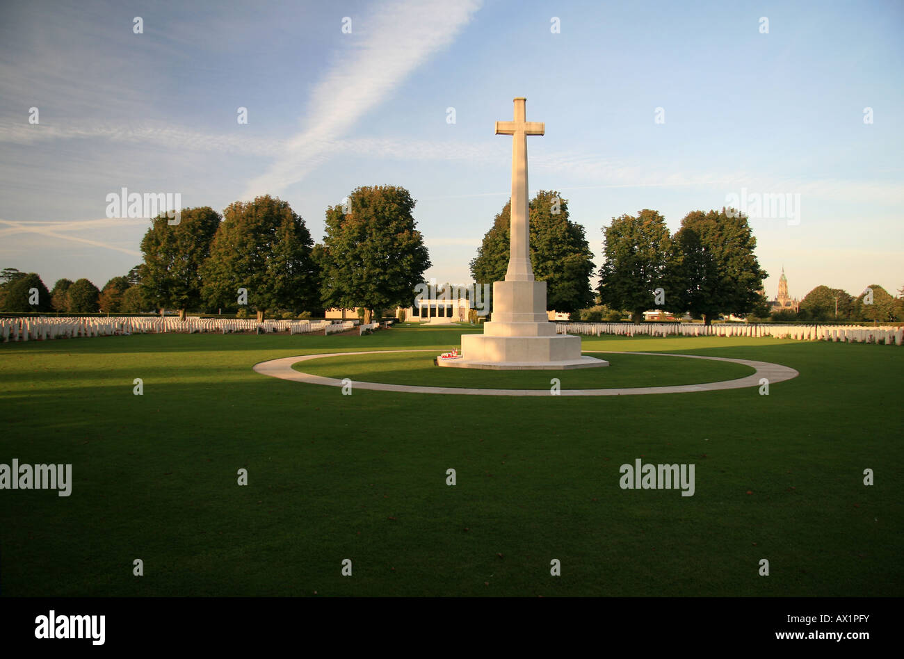 The Cross of Sacrifice in the Commonwealth Cemetery at Bayeux, Normandy ...
