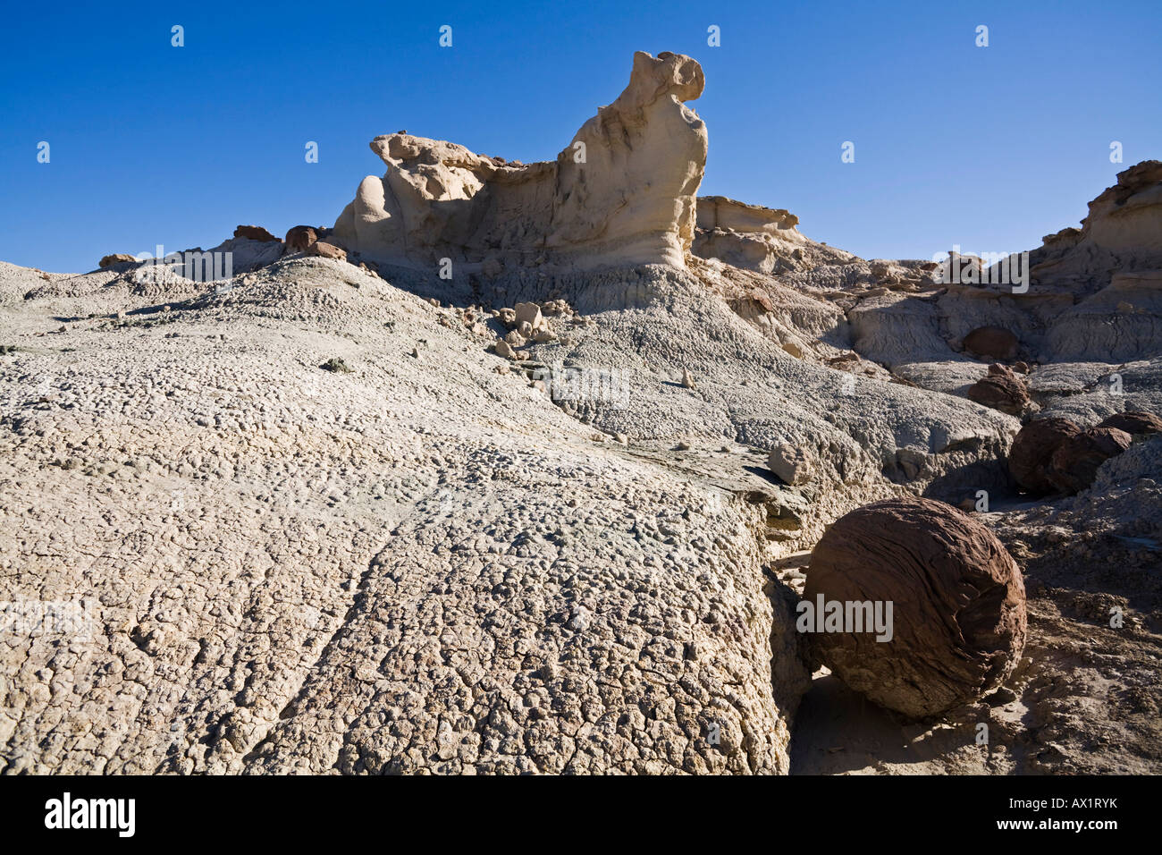 Big round stone at National Park Parque Provincial Ischigualasto ...