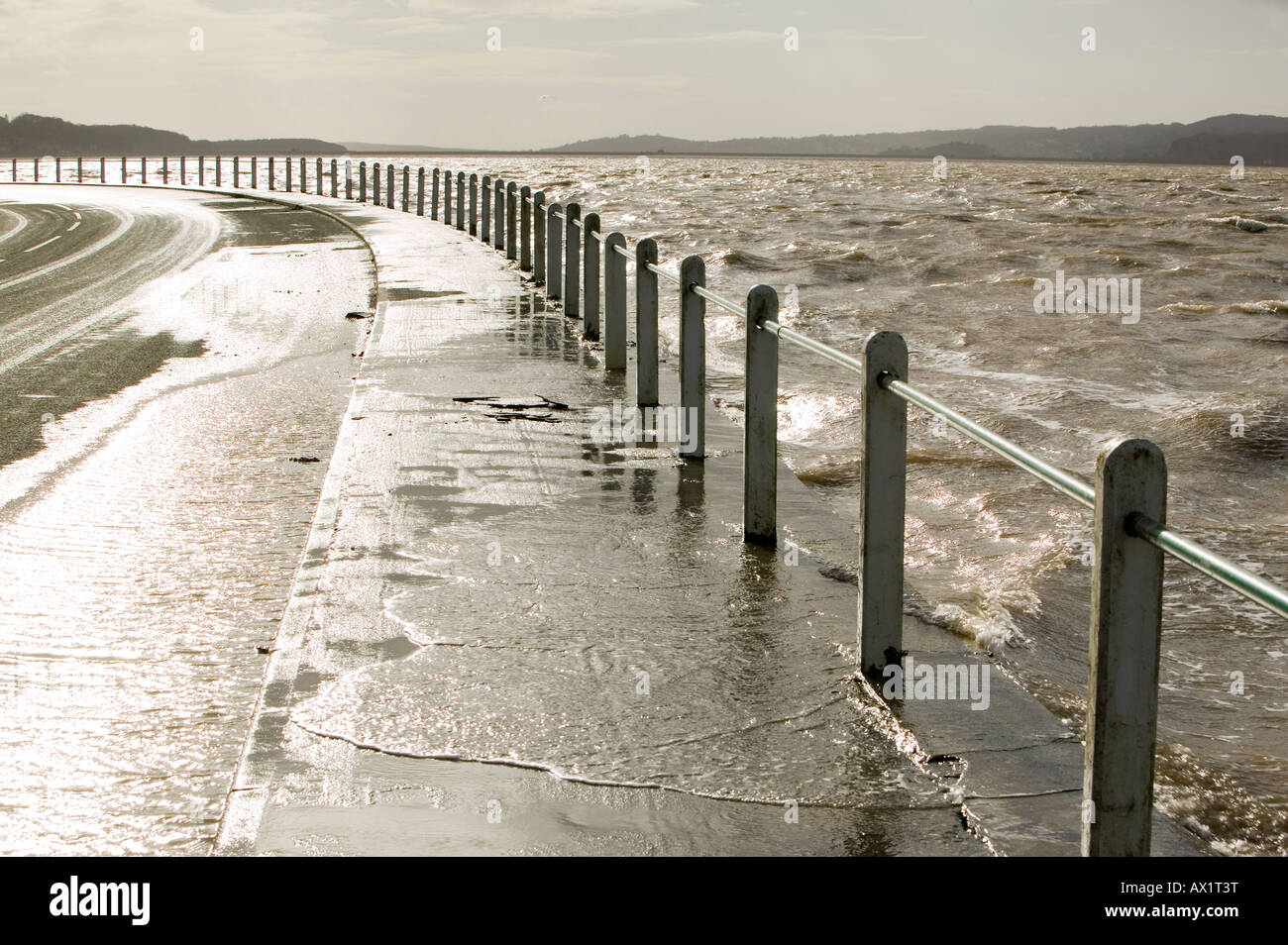 Flooding at Sandside near Arnside UK caused by high spring tides and ...