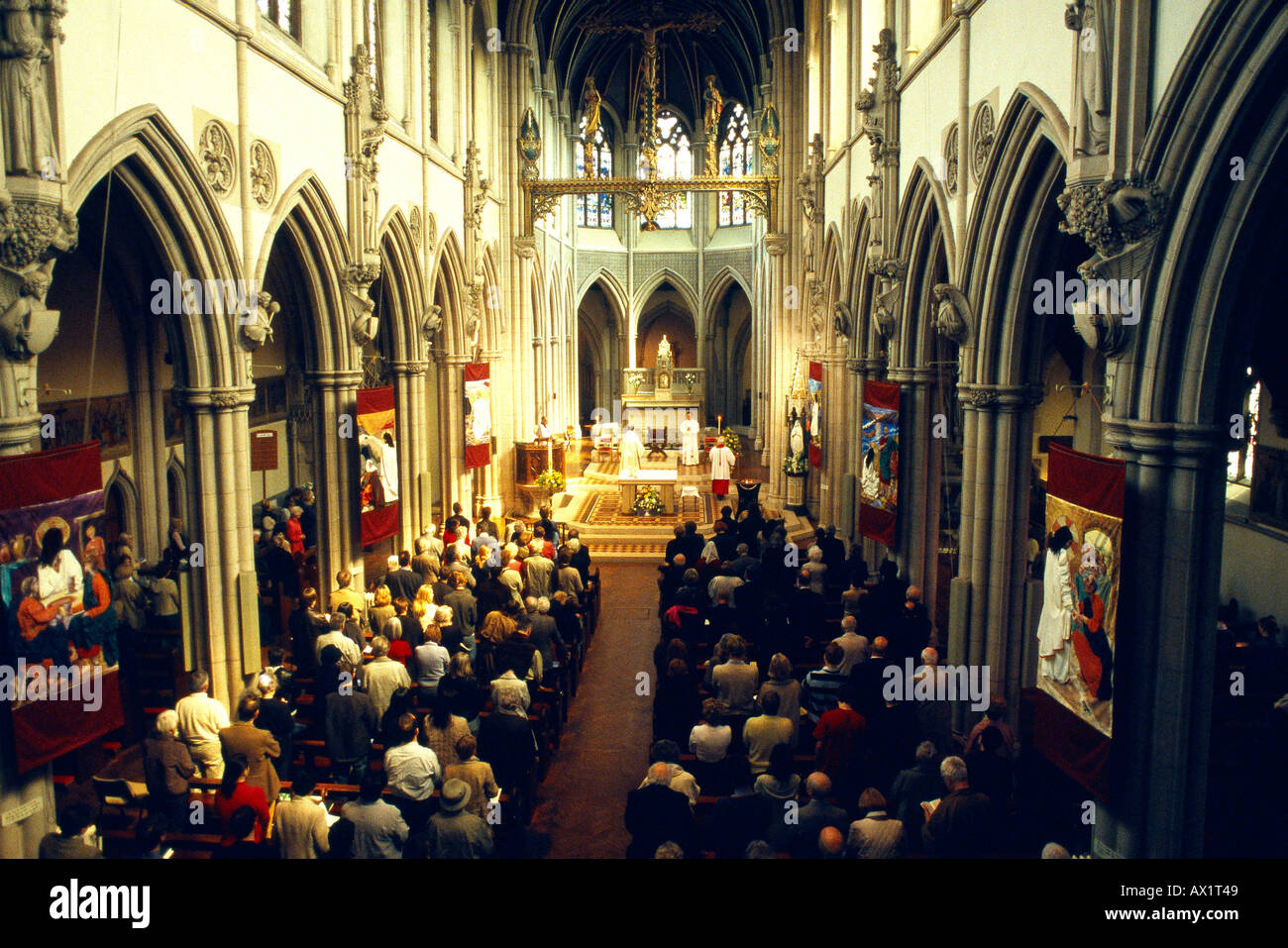 Easter Sunday Sacred Hearts Church With Flowers & Banners Mass Stock ...