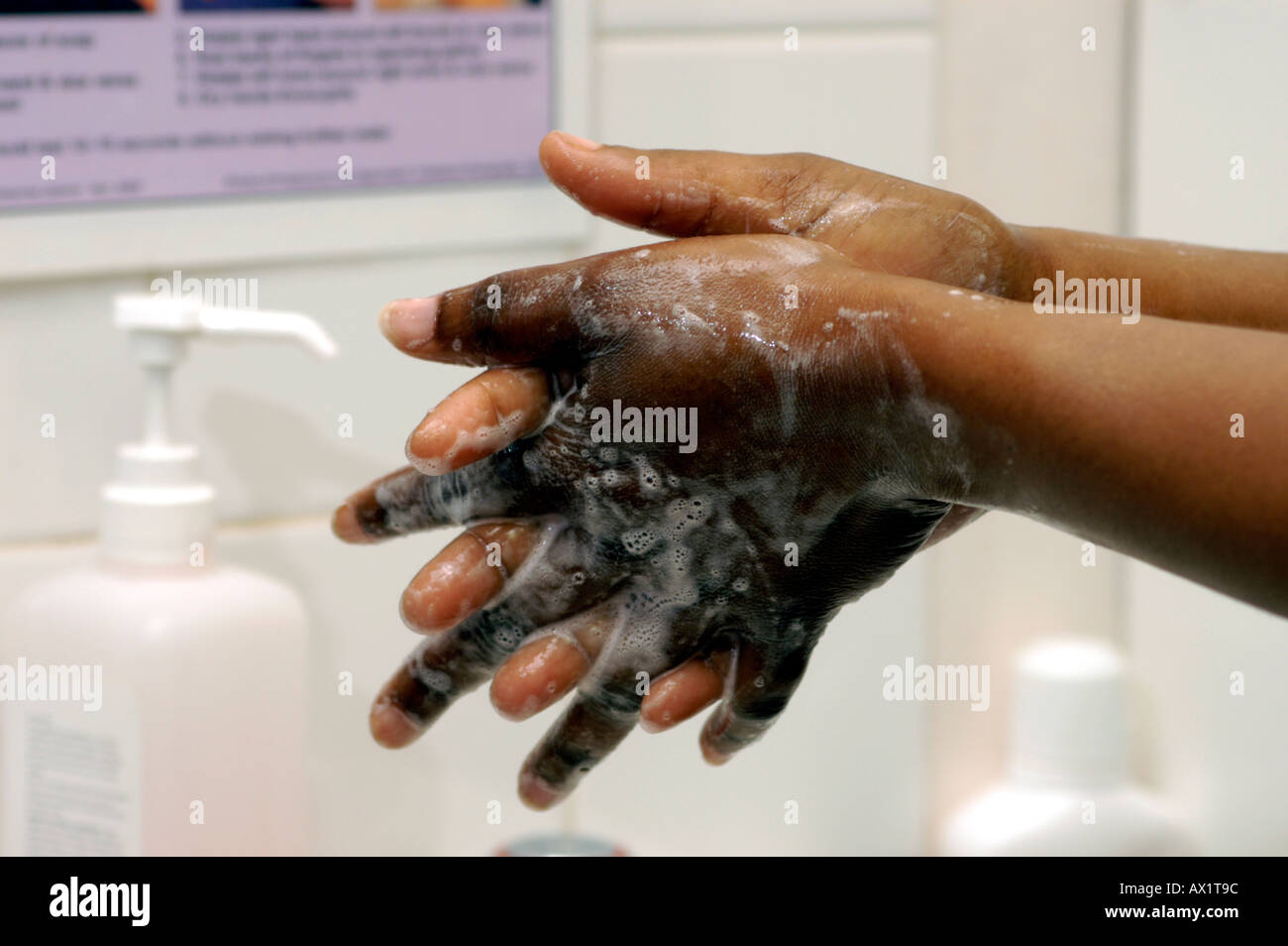 Good hand washing practice teqhnique Stock Photo - Alamy