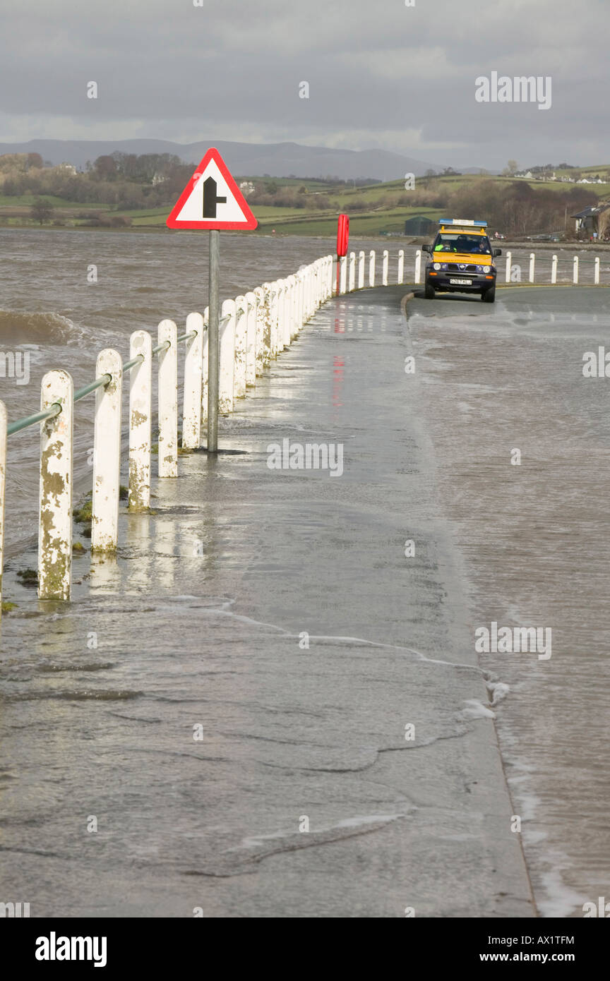 Flooding at Sandside near Arnside UK caused by high spring tides and ...