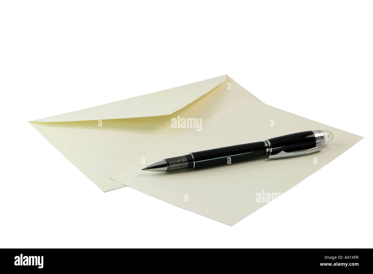 wishing card and black pen isolated on white backround with clipping ...