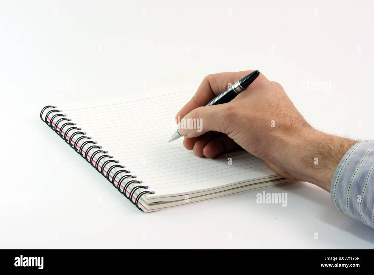 hand writing on notebook isolated on white background business concepts ...