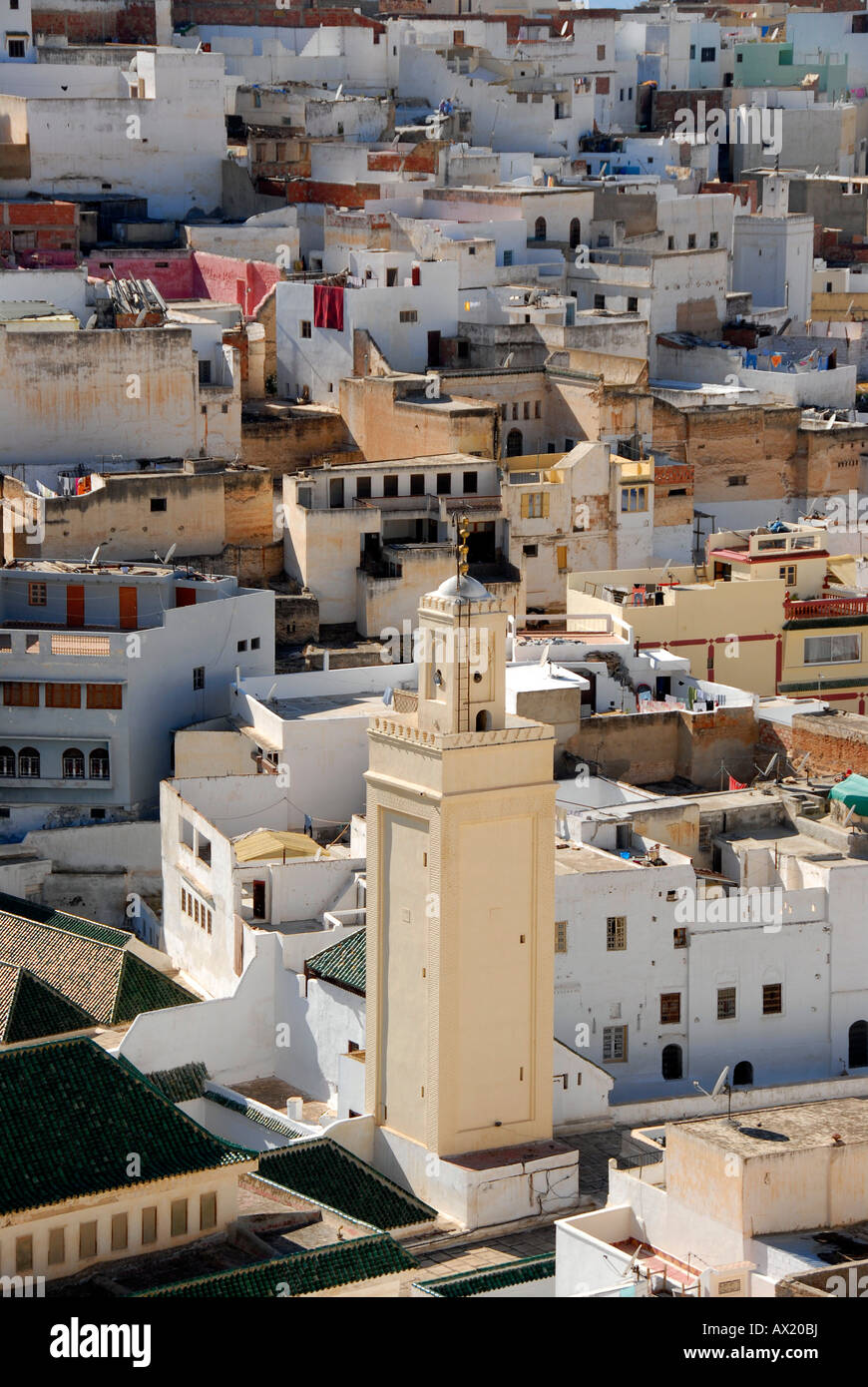 View from above on the old town with minaret in the Zaouia islamic ...