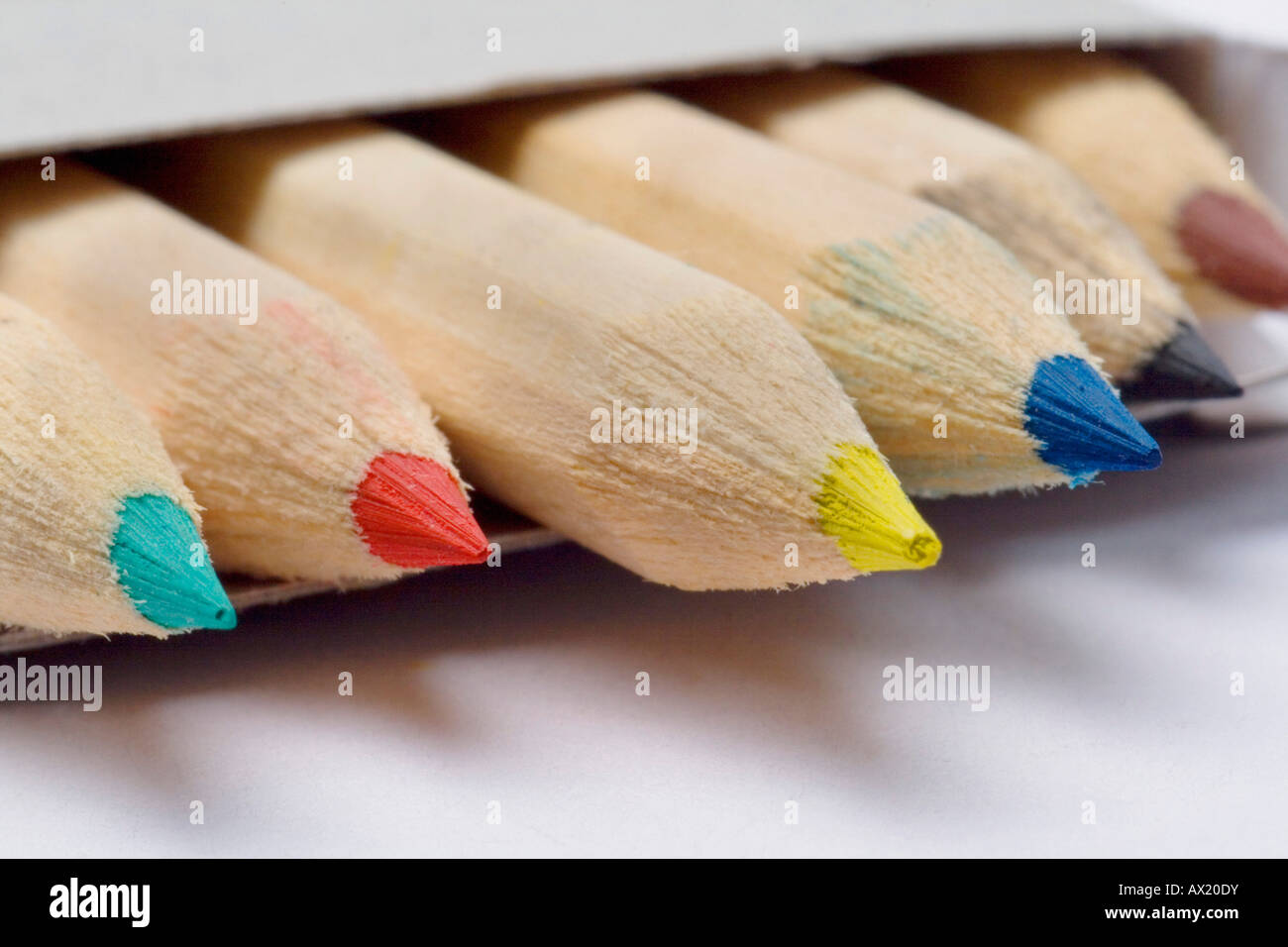 Wooden pencil crayons, coloured Stock Photo - Alamy
