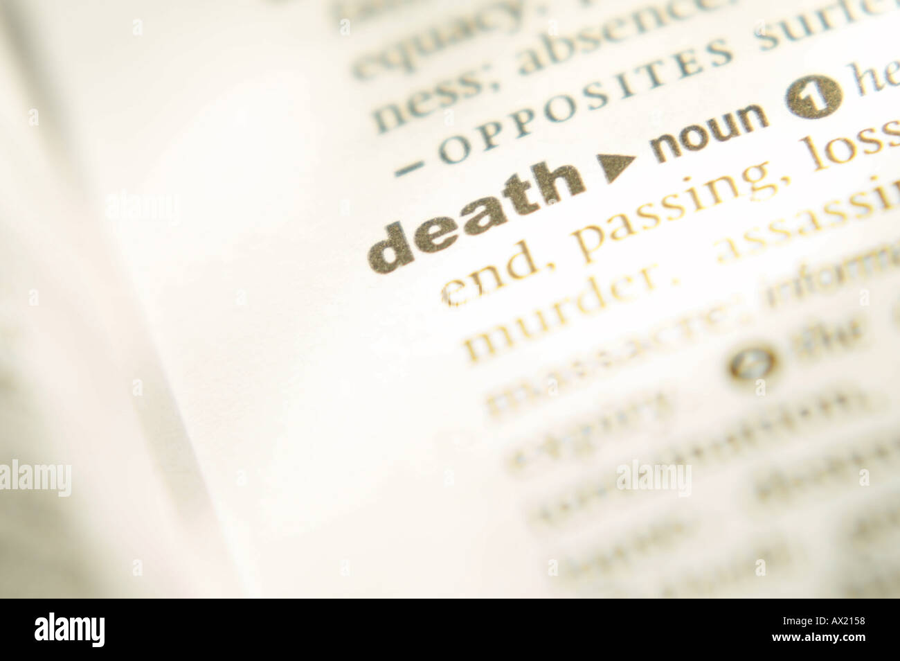 Definition of death BE Stock Photo - Alamy