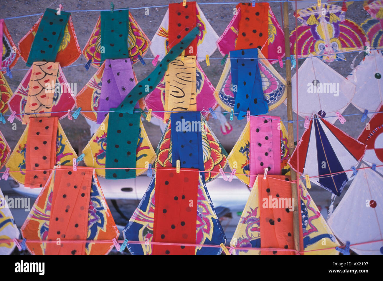 Wall of colorful kites Stock Photo - Alamy