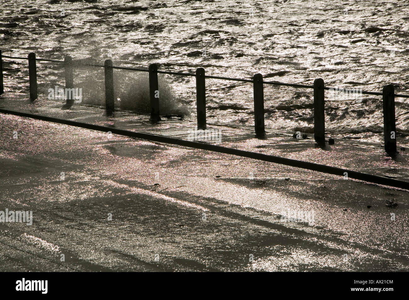 Flooding at Sandside near Arnside UK caused by high spring tides and ...