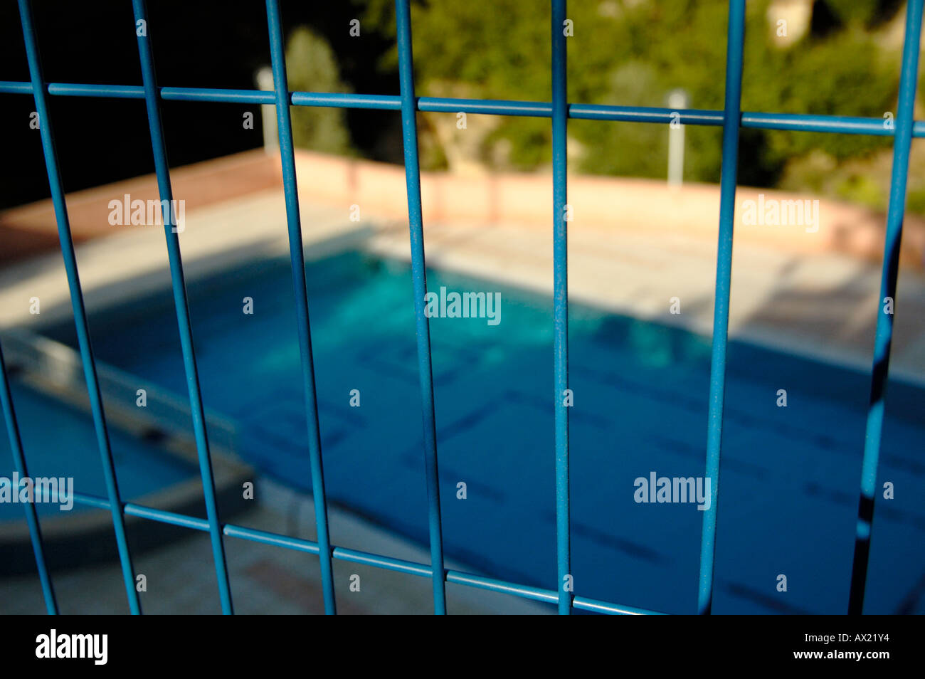 railings on the outside of a swimming pool blue bathing out Stock Photo ...