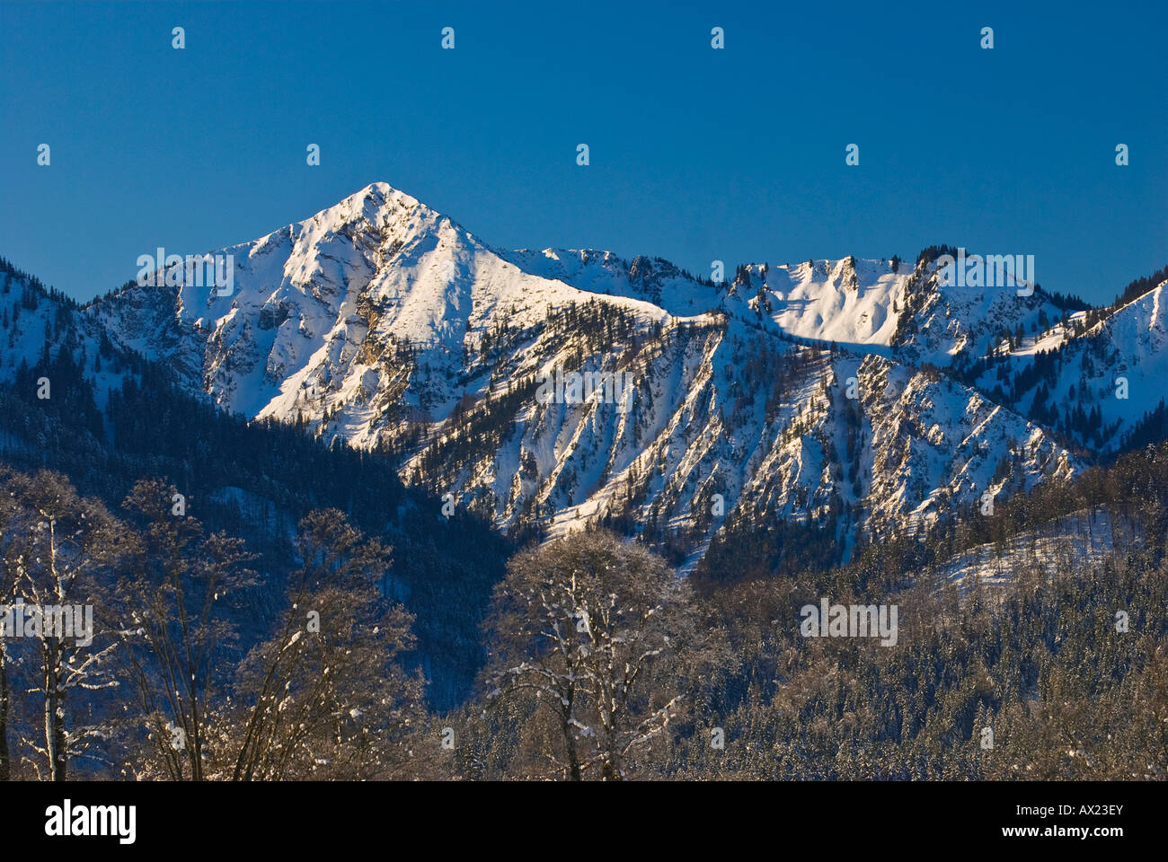 "Brecherspitze from Fischbachau" Mountain in Winter, Bavaria, Germany ...