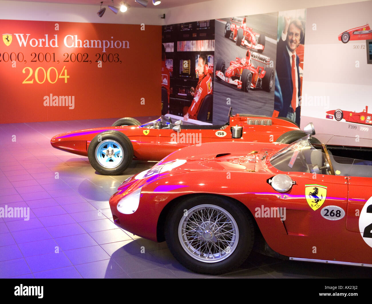 Ferrari racing cars in the Ferrari Galleria Maranello Emilia Romagna ...