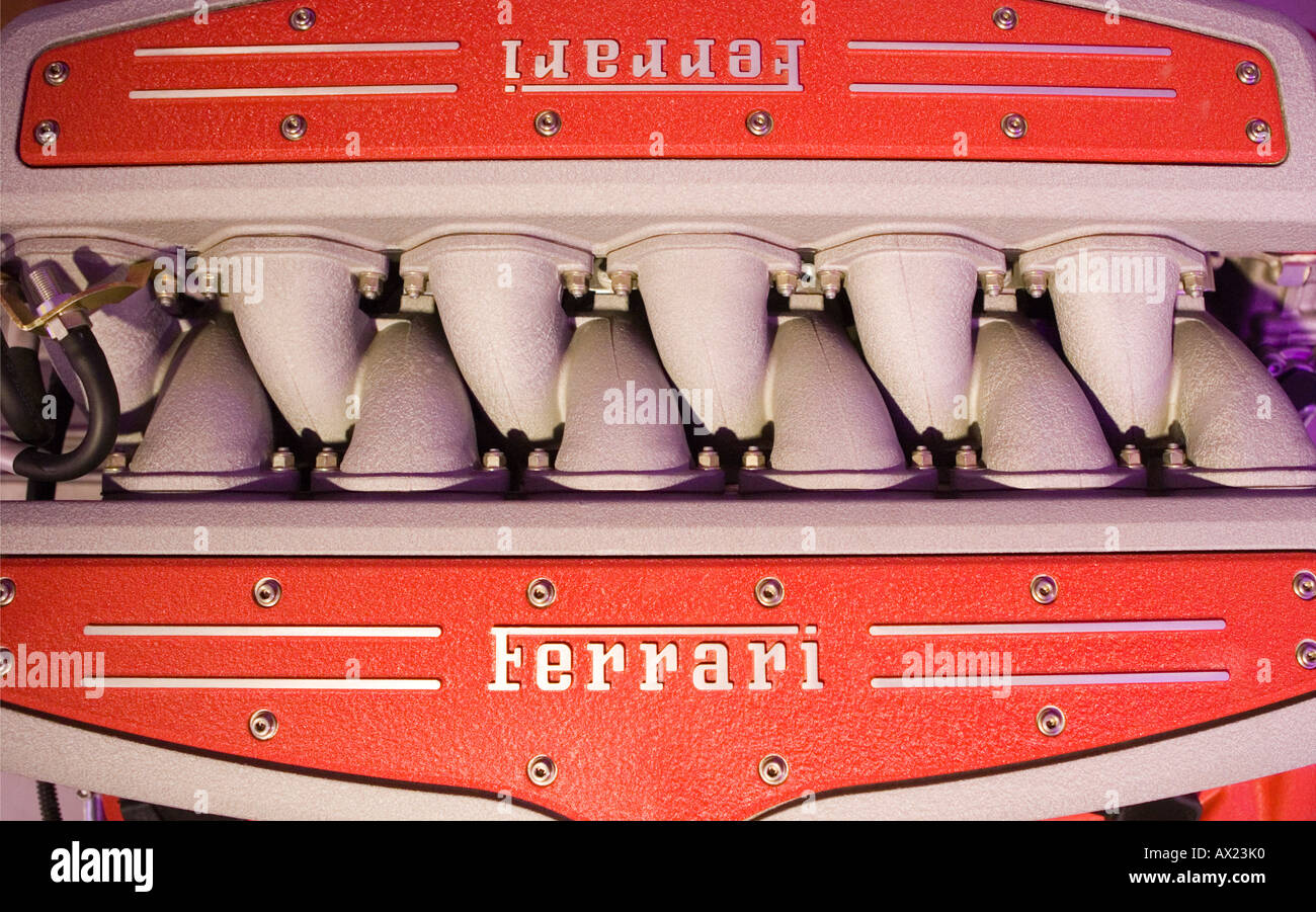 Ferrari engine blocks Ferrari Galleria Maranello Italy Stock Photo - Alamy