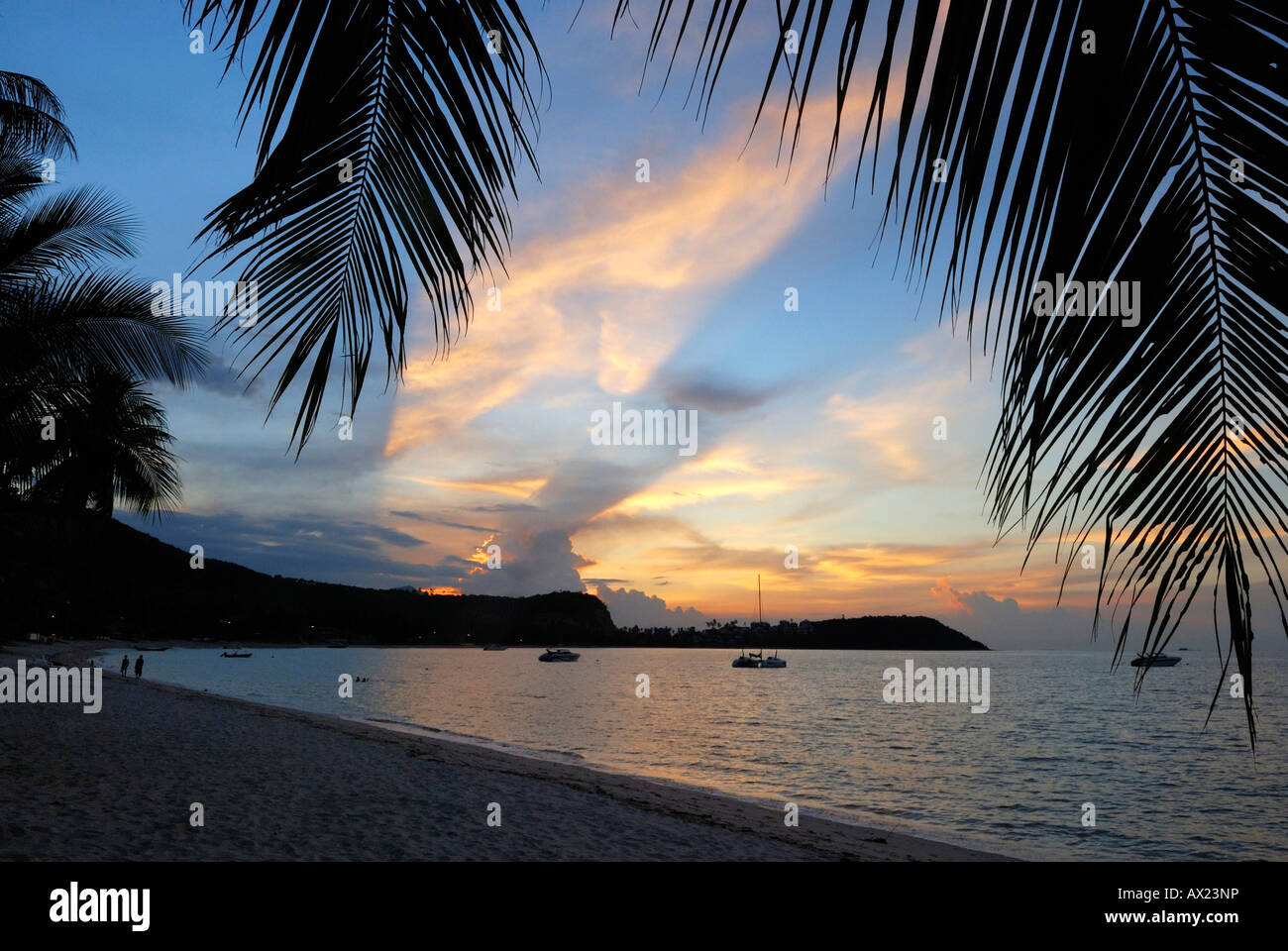 Sunset at the beach, island Kho Samui, Thailand Stock Photo - Alamy