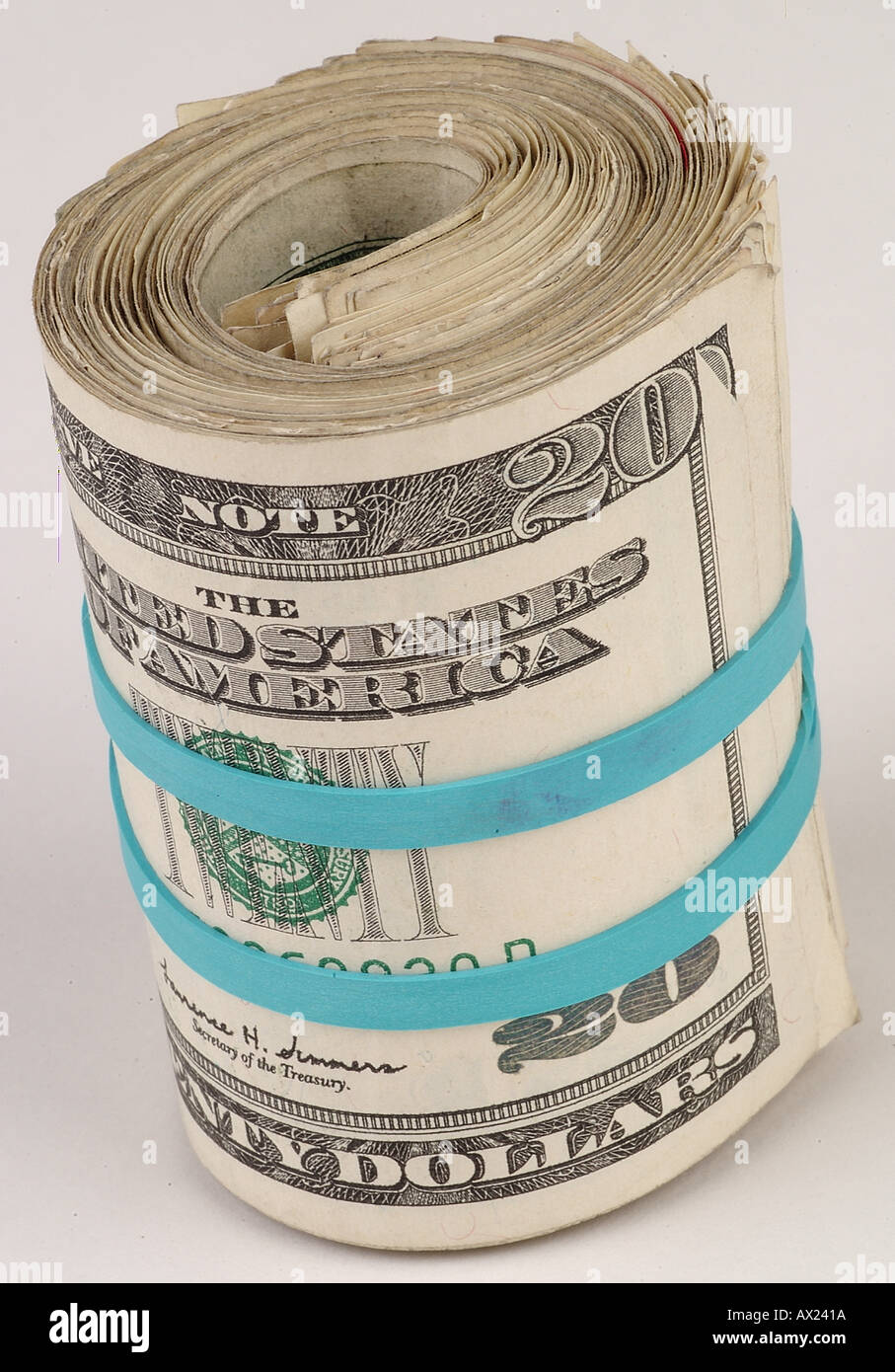 Roll 20 dollar bills hi-res stock photography and images - Alamy