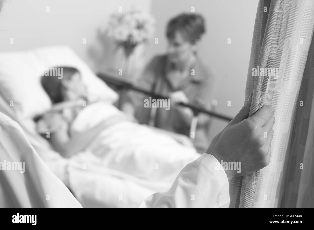 Hospital room and curtain Black and White Stock Photos & Images - Alamy